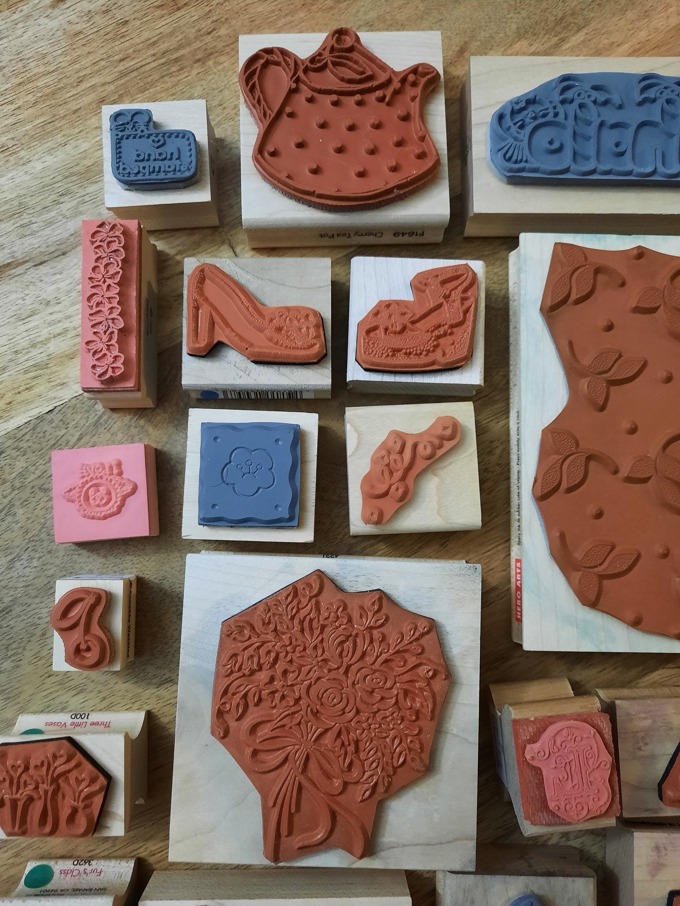 Collection of Rubber Stamps Wood Mounted - Etsy