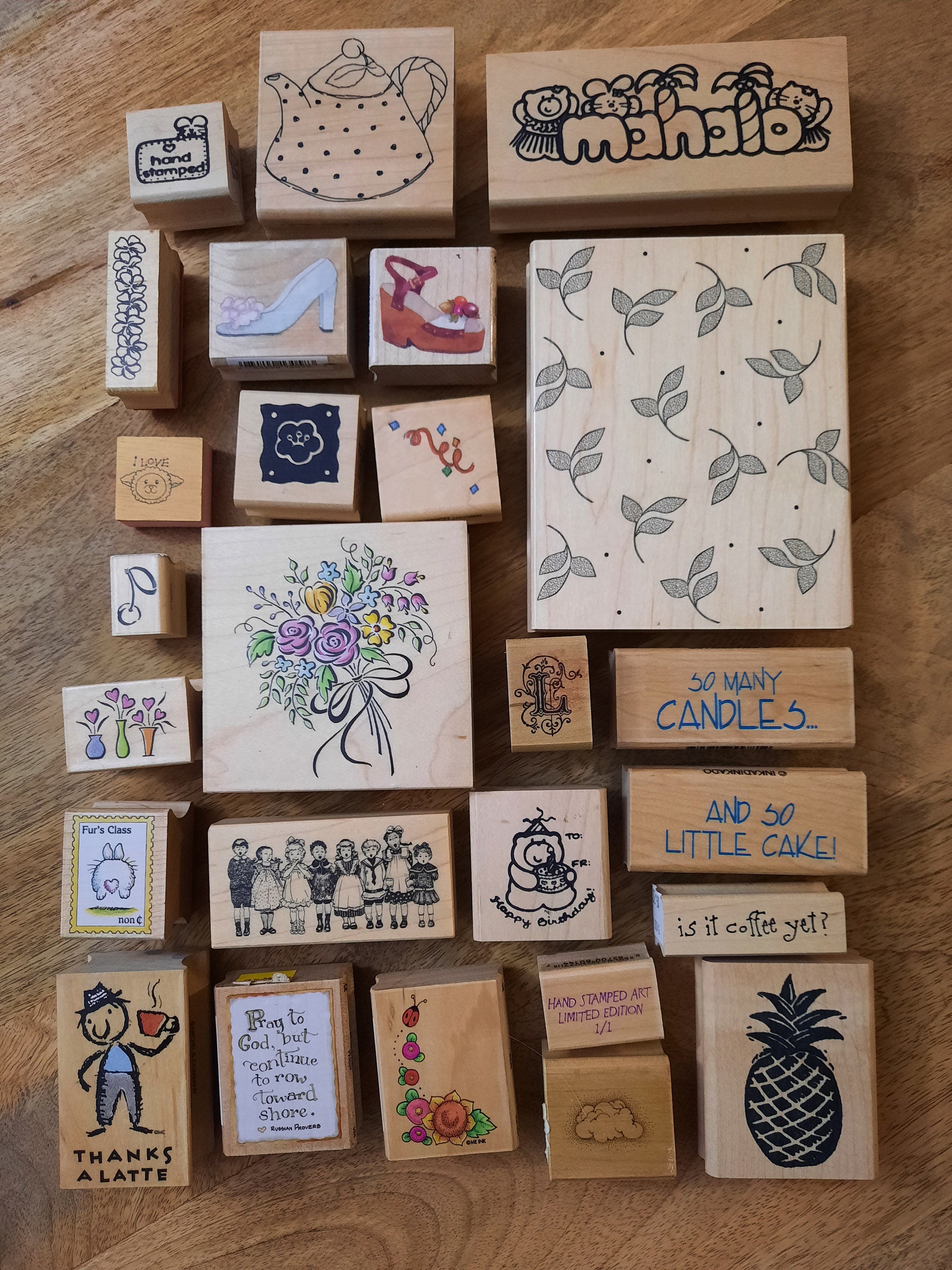 Collection of Rubber Stamps Wood Mounted - Etsy