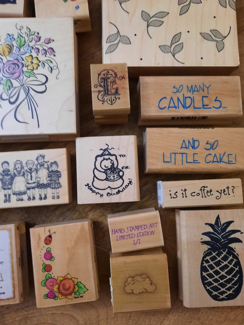 Collection of Rubber Stamps Wood Mounted - Etsy