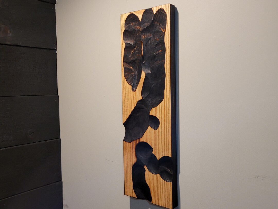 Shou Sugi Ban Hybrid Carved Wall Art // Charred Coffeenut Wood ...