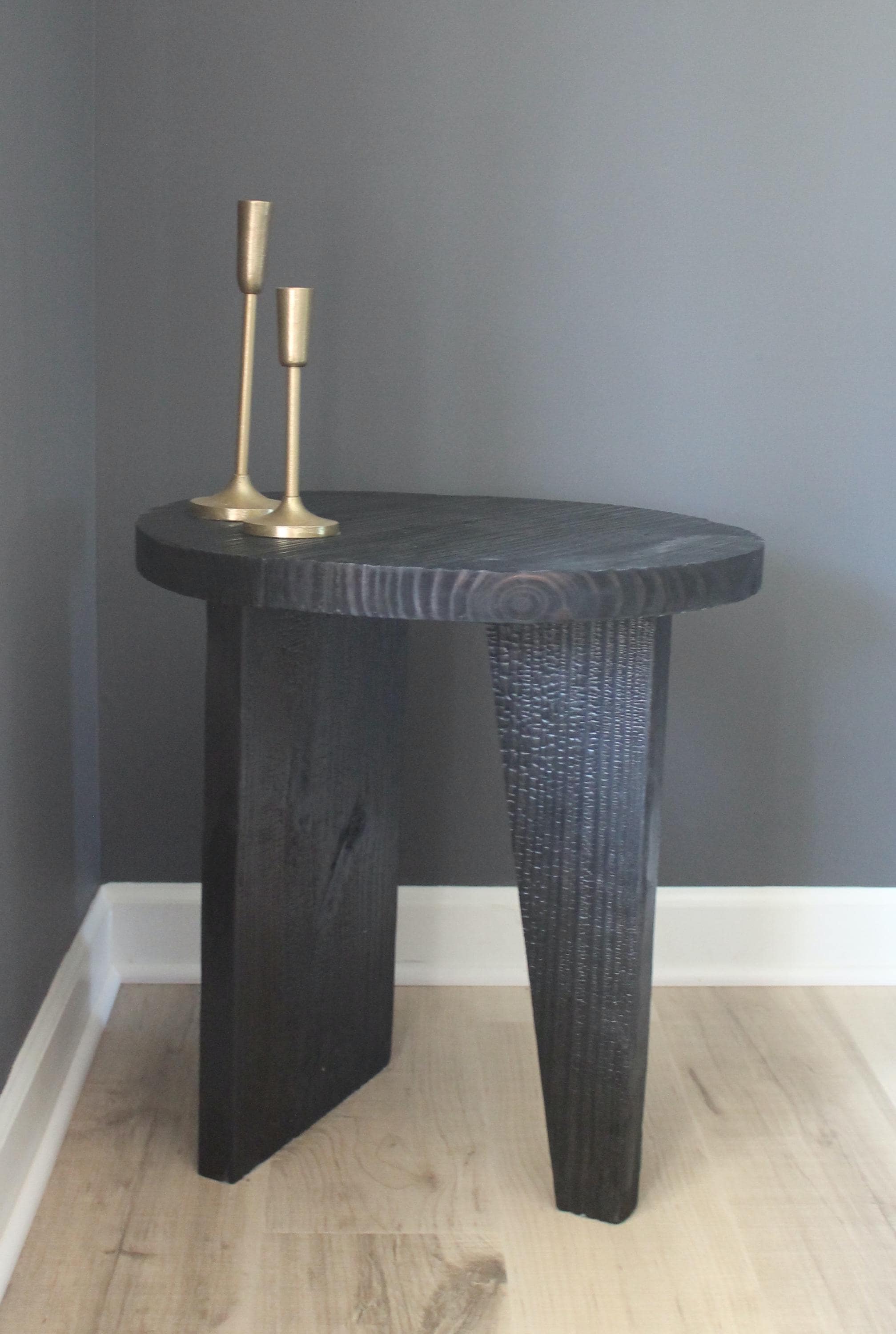 Modern Shou Sugi Ban Side Table // Brutalist Design Accent Table ...