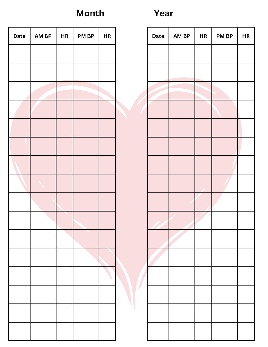 Heart & Health Tracker: Printable Daily Blood Pressure Heart Rate Log ...