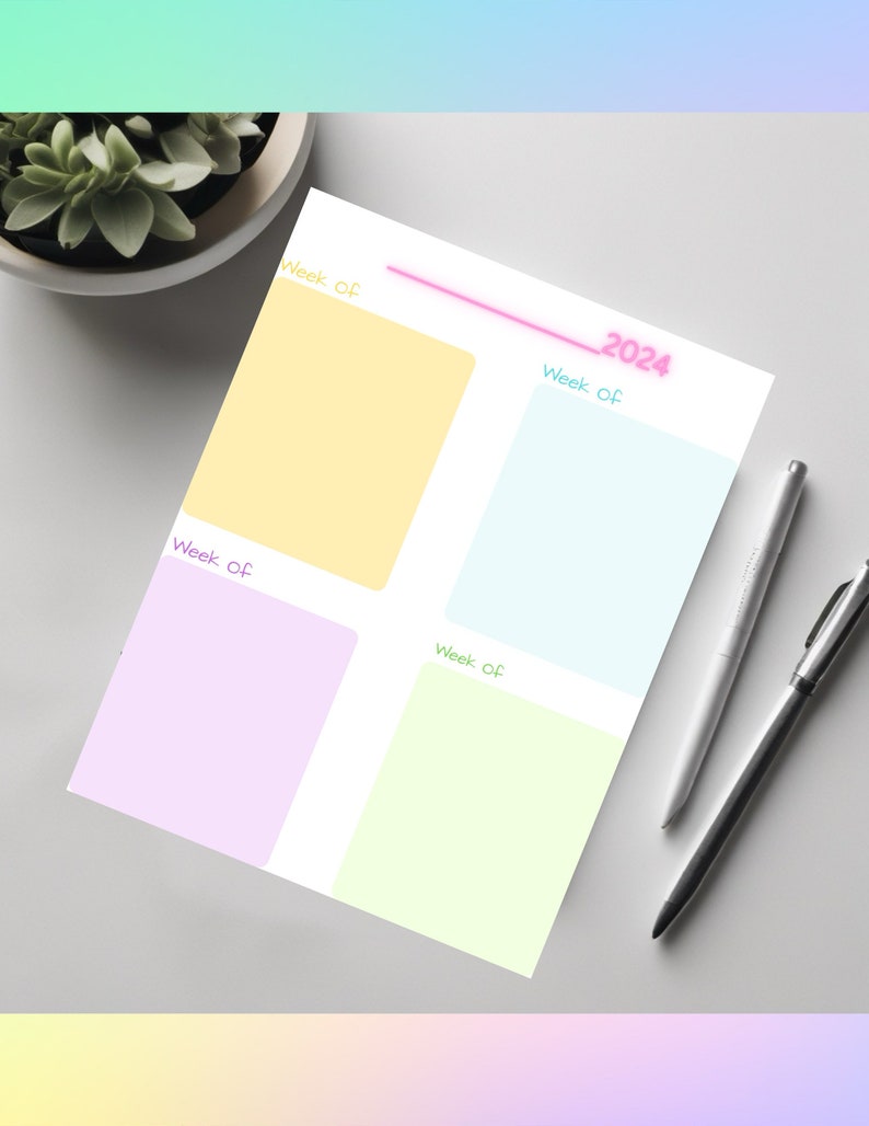 Printable Monthly To-do List Planner | Colorful, Adhd-friendly Schedule ...