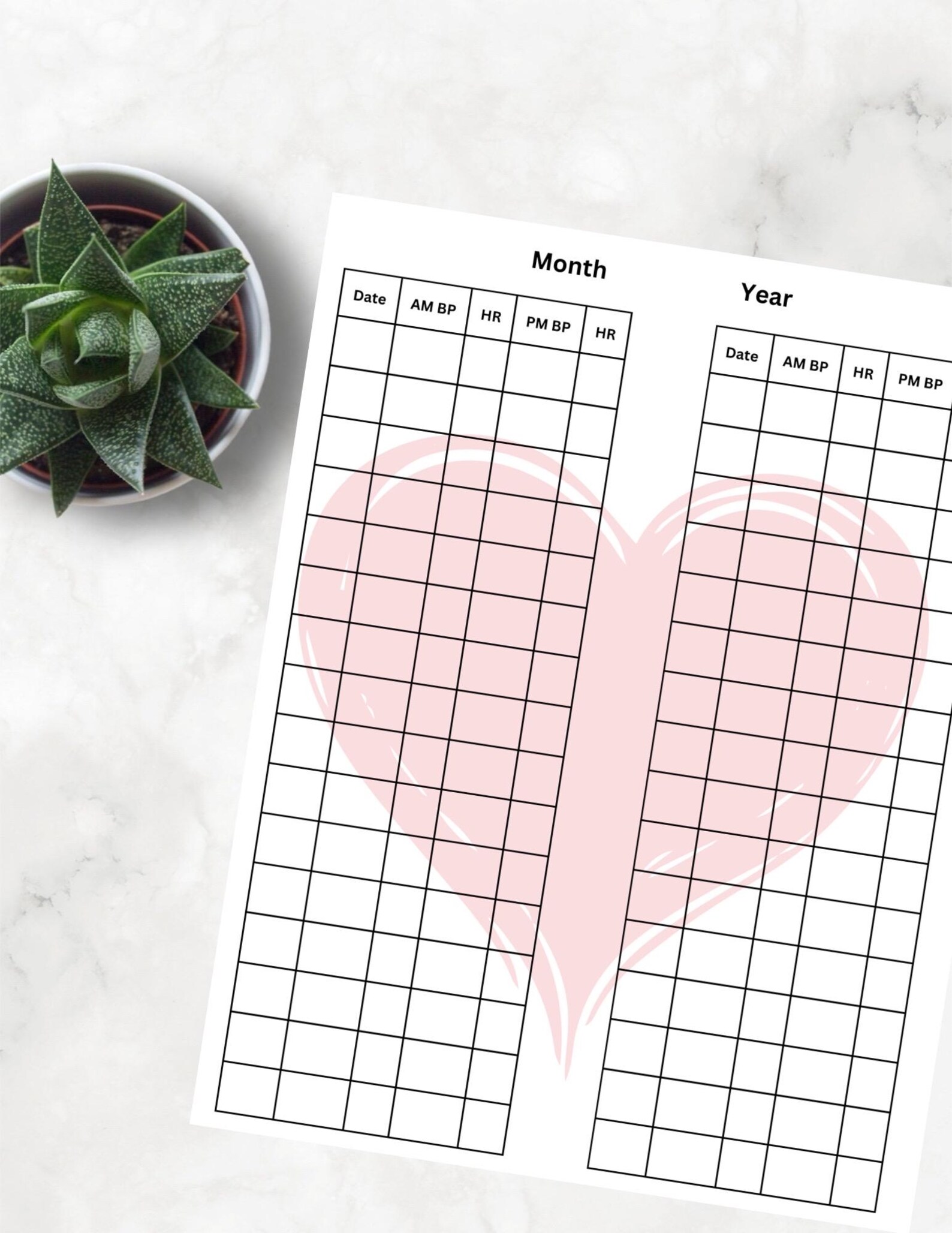 Heart & Health Tracker: Printable Daily Blood Pressure Heart Rate Log ...