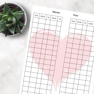 Heart & Health Tracker: Printable Daily Blood Pressure Heart Rate Log ...
