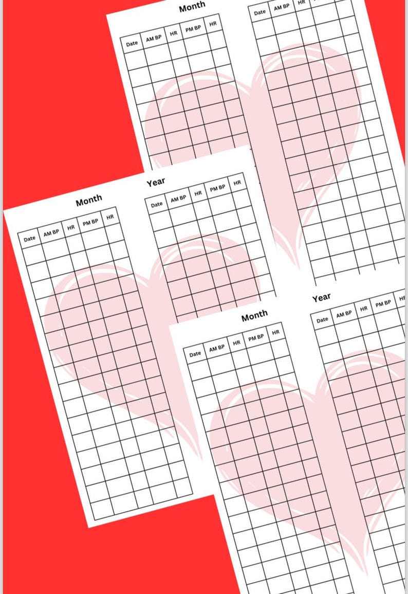 Heart & Health Tracker: Printable Daily Blood Pressure Heart Rate Log ...