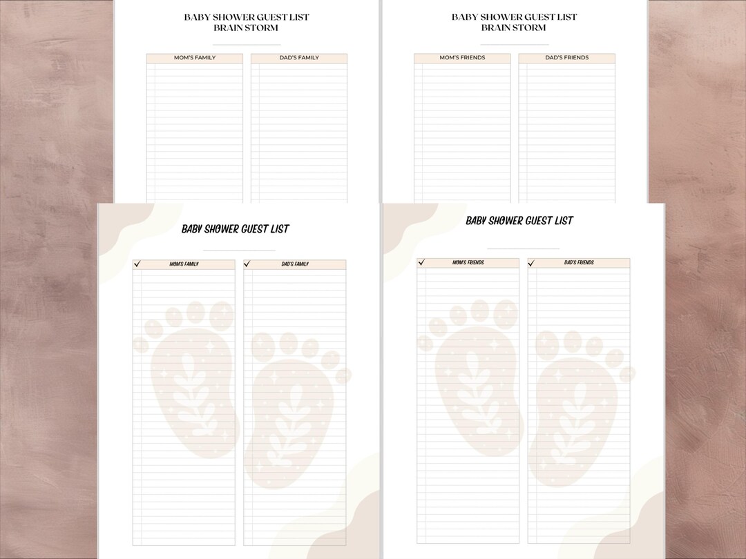 Baby Shower Guest List Printable – Mom & Dad's Family/friends - Etsy