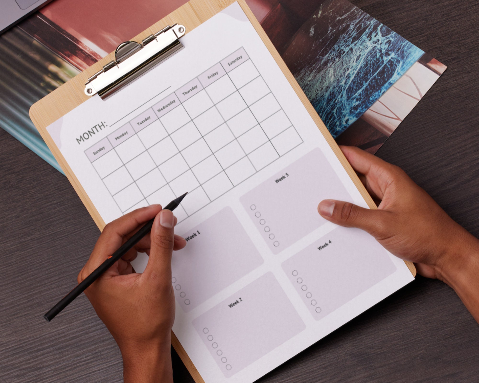 Printable Monthly Undated Planner - To-do List, Month at A Glance ...