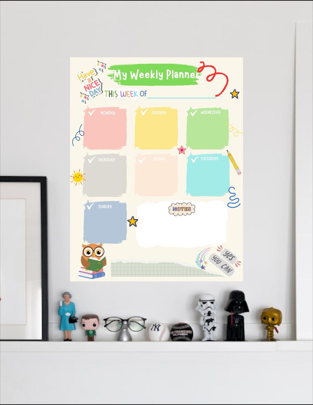 Fun & Colorful Kids Weekly Planner | Cute Owl Design | School or ...