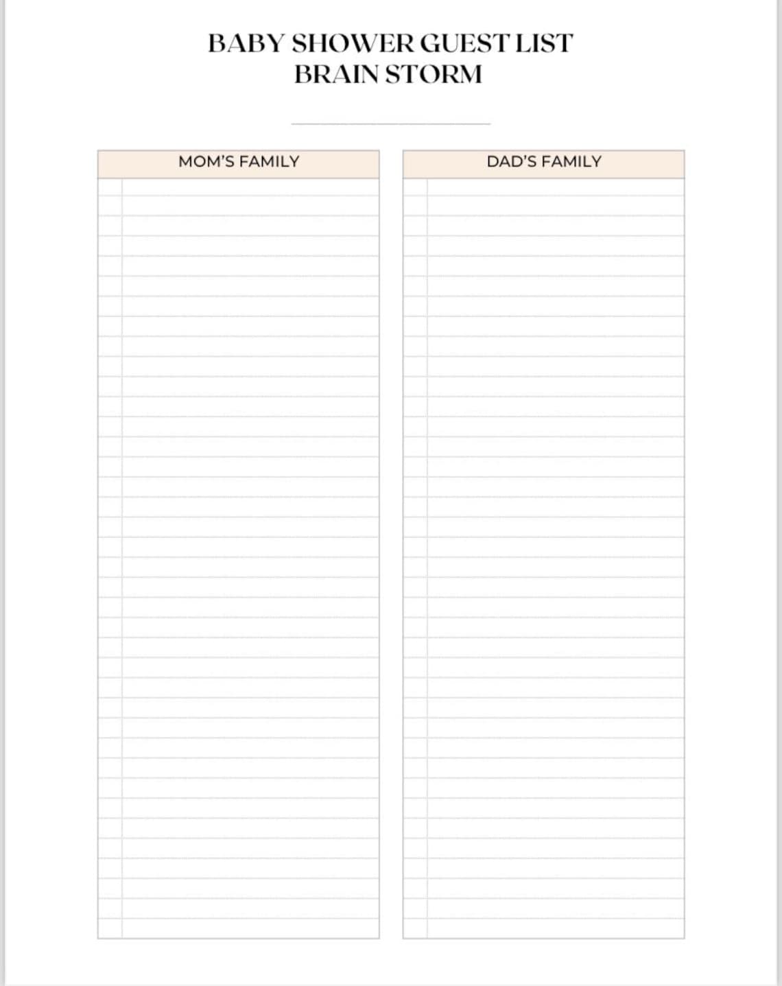 Ultimate Baby Shower Guest List Pack - Stress-free Party Planning ...
