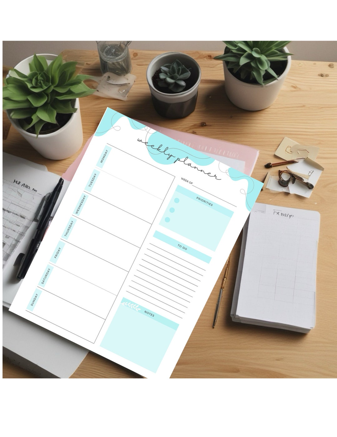 Printable Undated Weekly Planner, Productivity Planner, to Do List ...