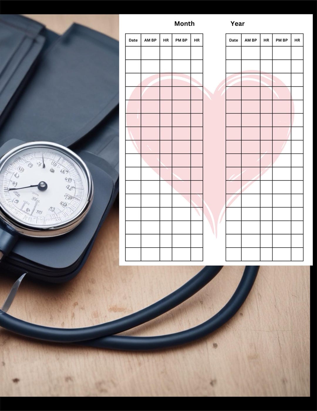 Heart & Health Tracker: Printable Daily Blood Pressure Heart Rate Log ...
