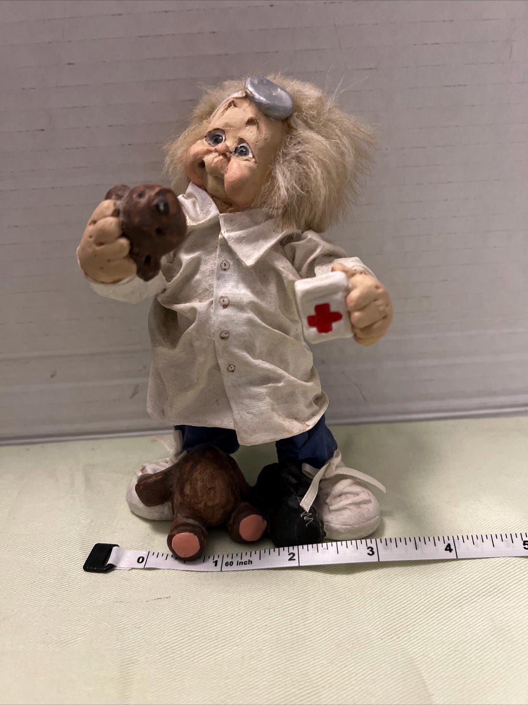 Vintage Doctor Butcher Veterinarian Figurine Holding Bears Head in Hand ...
