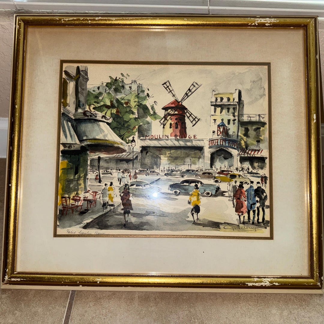 Moulin Rouge, Paris Watercolor Painting by G. Lelong 18x16 Inches - Etsy