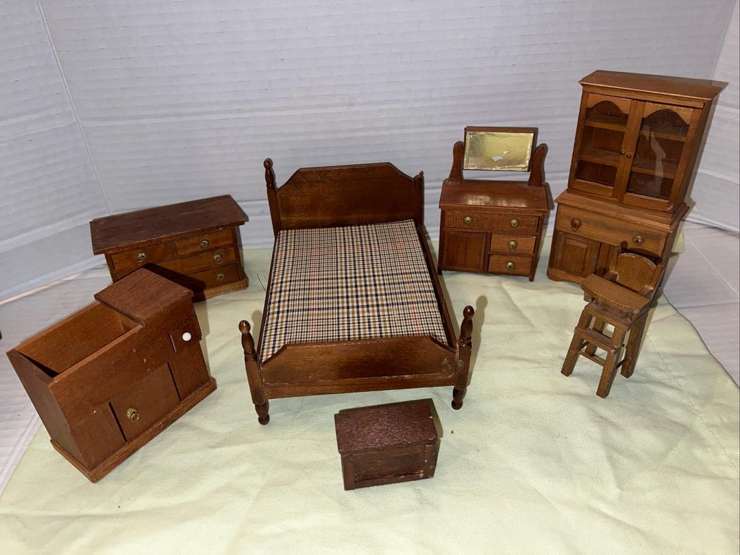 Vintage Dollhouse Miniature Shackman Bedroom Set - Etsy