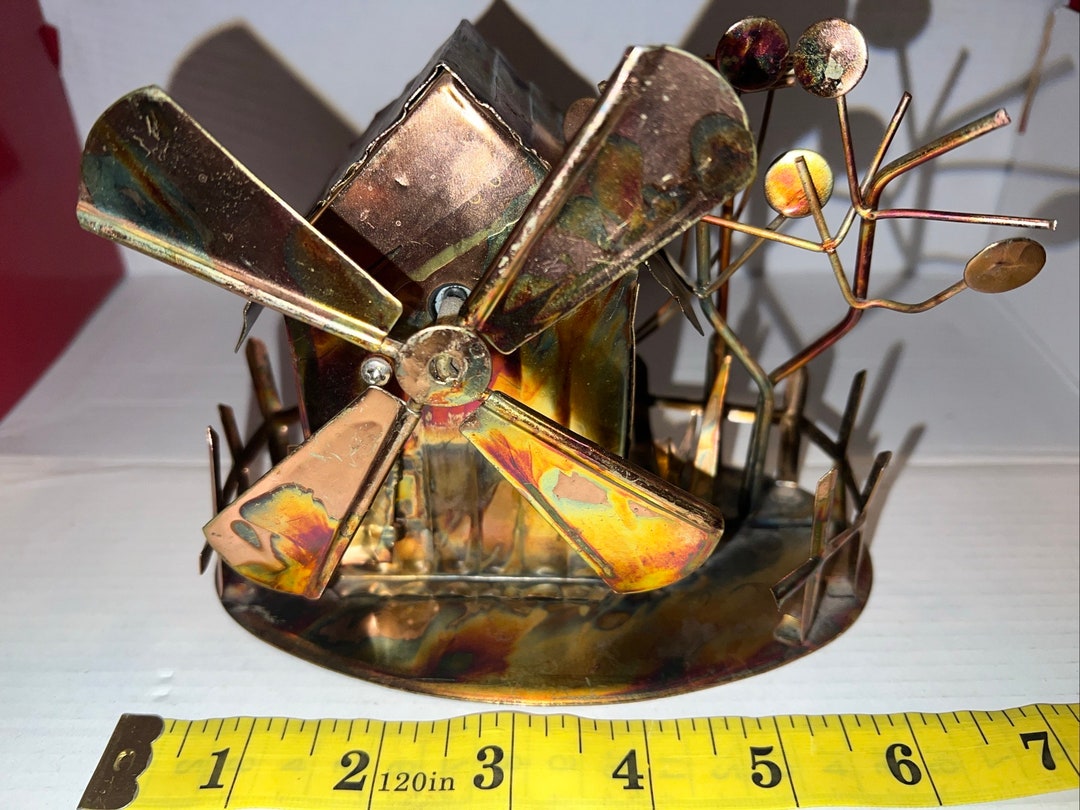 Vintage Copper/metal Musical Windmill Figure Plays its A Small World - Etsy