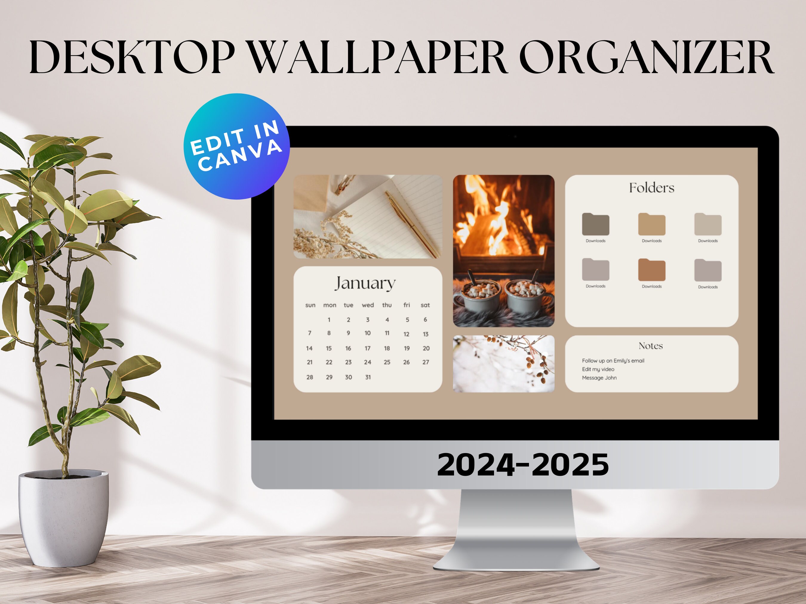 Desktop Wallpaper Organizer, Editable Organizer, 2024-2025 Season ...