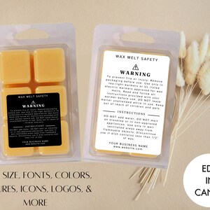 Wax Melt Warning Labels: Customizable Small Business Safety (digital ...