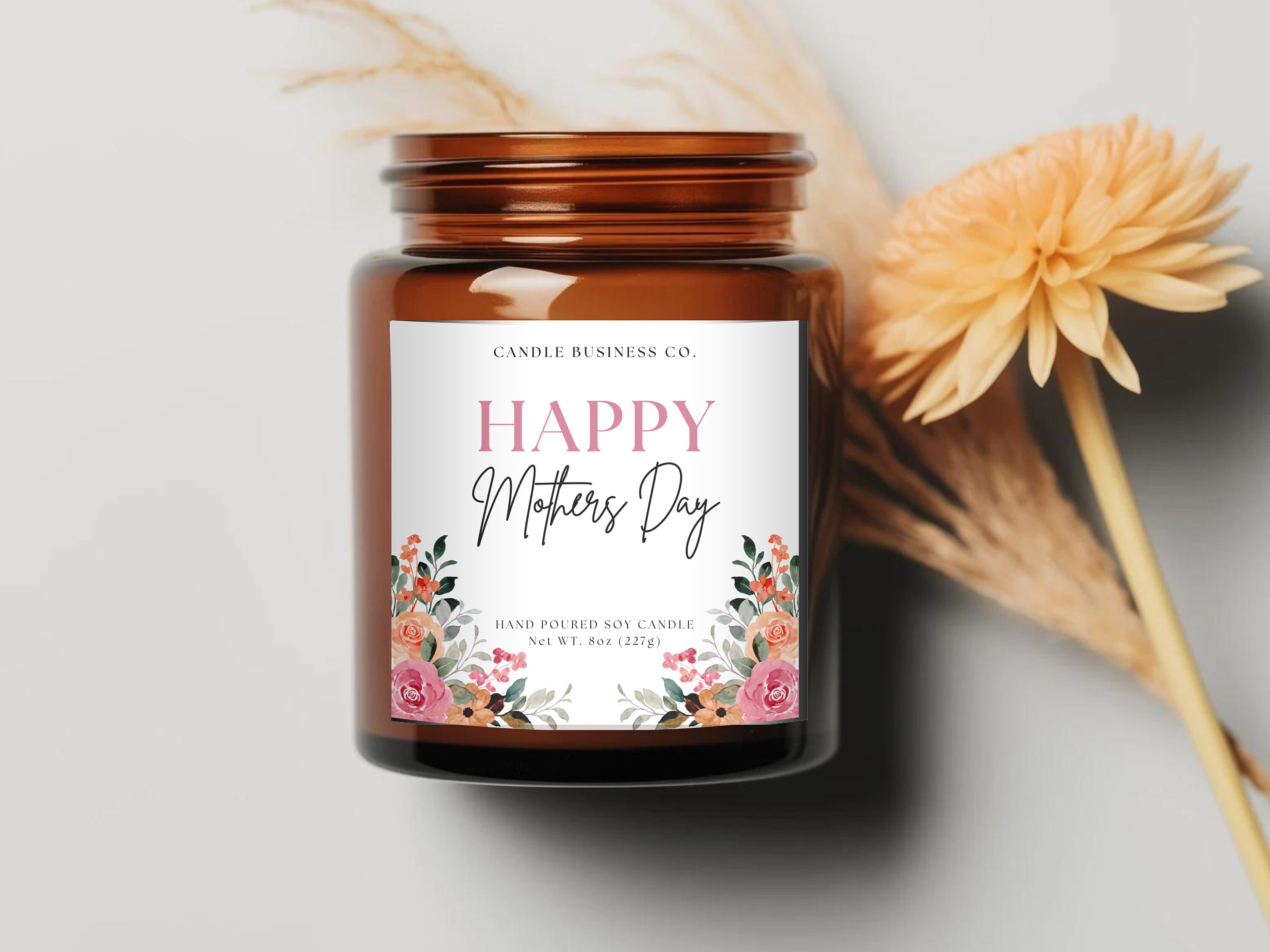 Mothers Day Candle & Wax Melt Labels, Floral Mom Label, Small Business ...