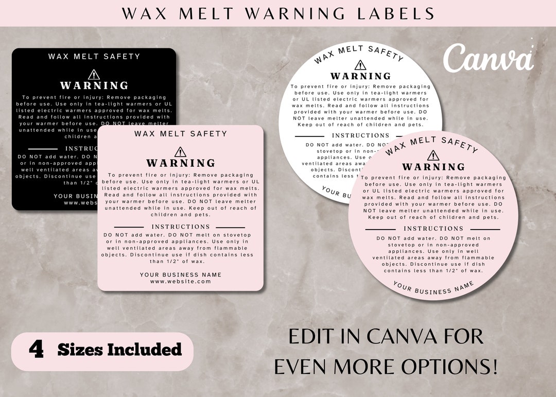 Wax Melt Warning Labels: Customizable Small Business Safety (digital ...