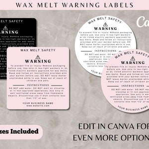 Wax Melt Warning Labels: Customizable Small Business Safety (digital ...