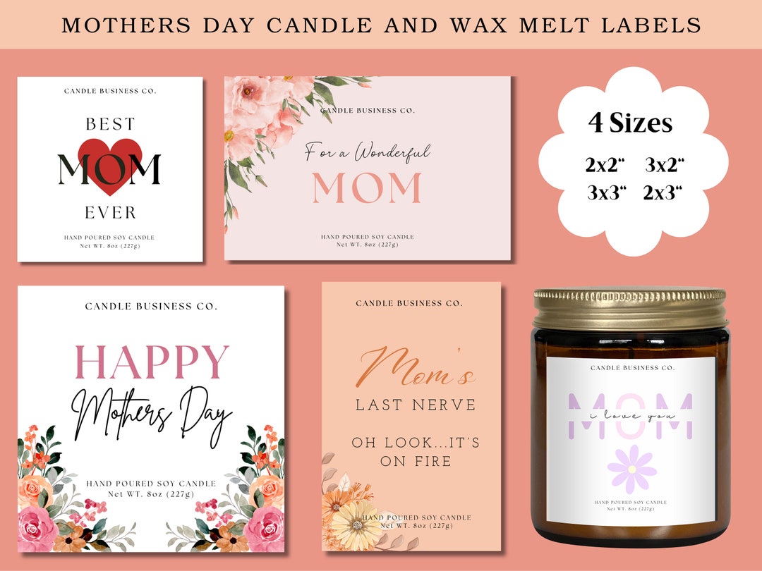 Mothers Day Candle & Wax Melt Labels, Floral Mom Label, Small Business ...