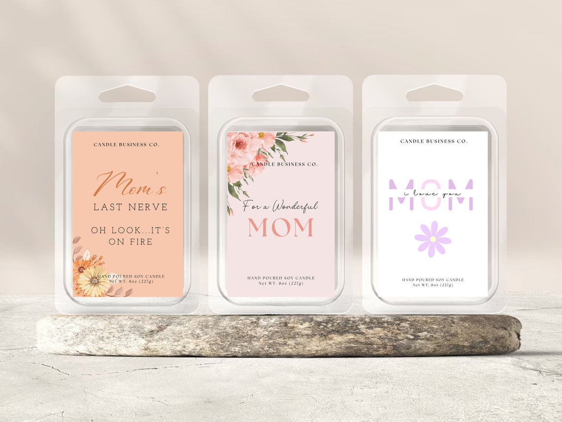 Mothers Day Candle & Wax Melt Labels, Floral Mom Label, Small Business ...