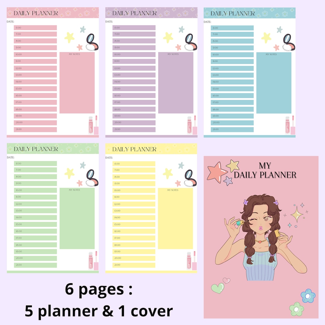 Girl's Daily Planner / Colorful Daily Planner / Daily Planner Canva. - Etsy