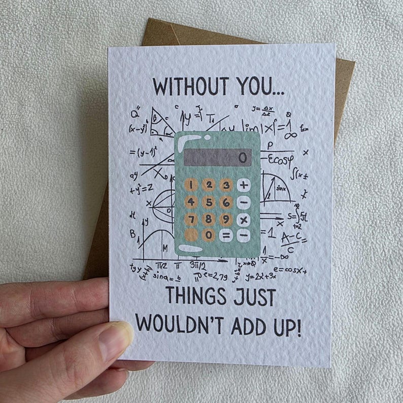 Math Pun Thank You Card | Funny STEM Greeting Card - Etsy UK