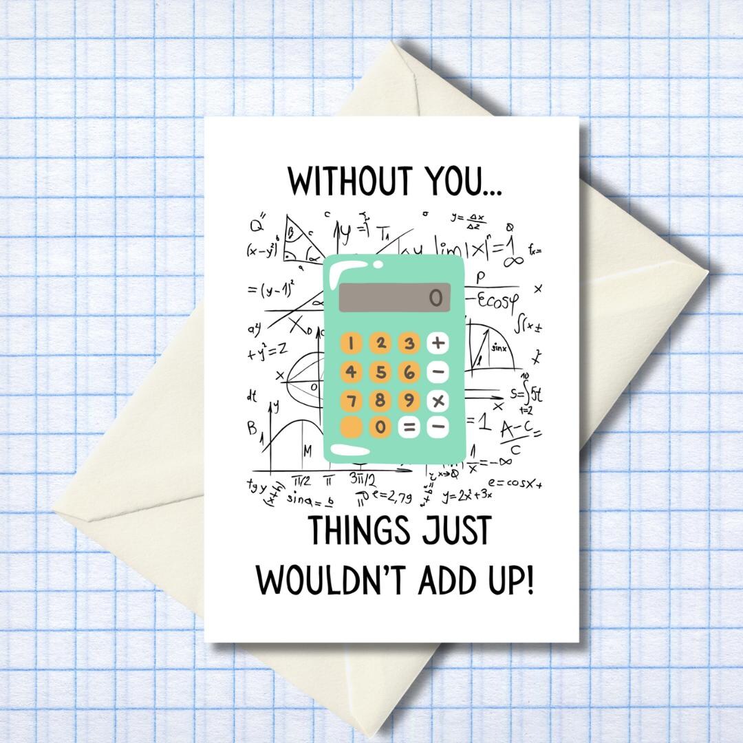 Maths Pun Thank You Card | Funny Greeting Card for STEM & Math Lovers ...