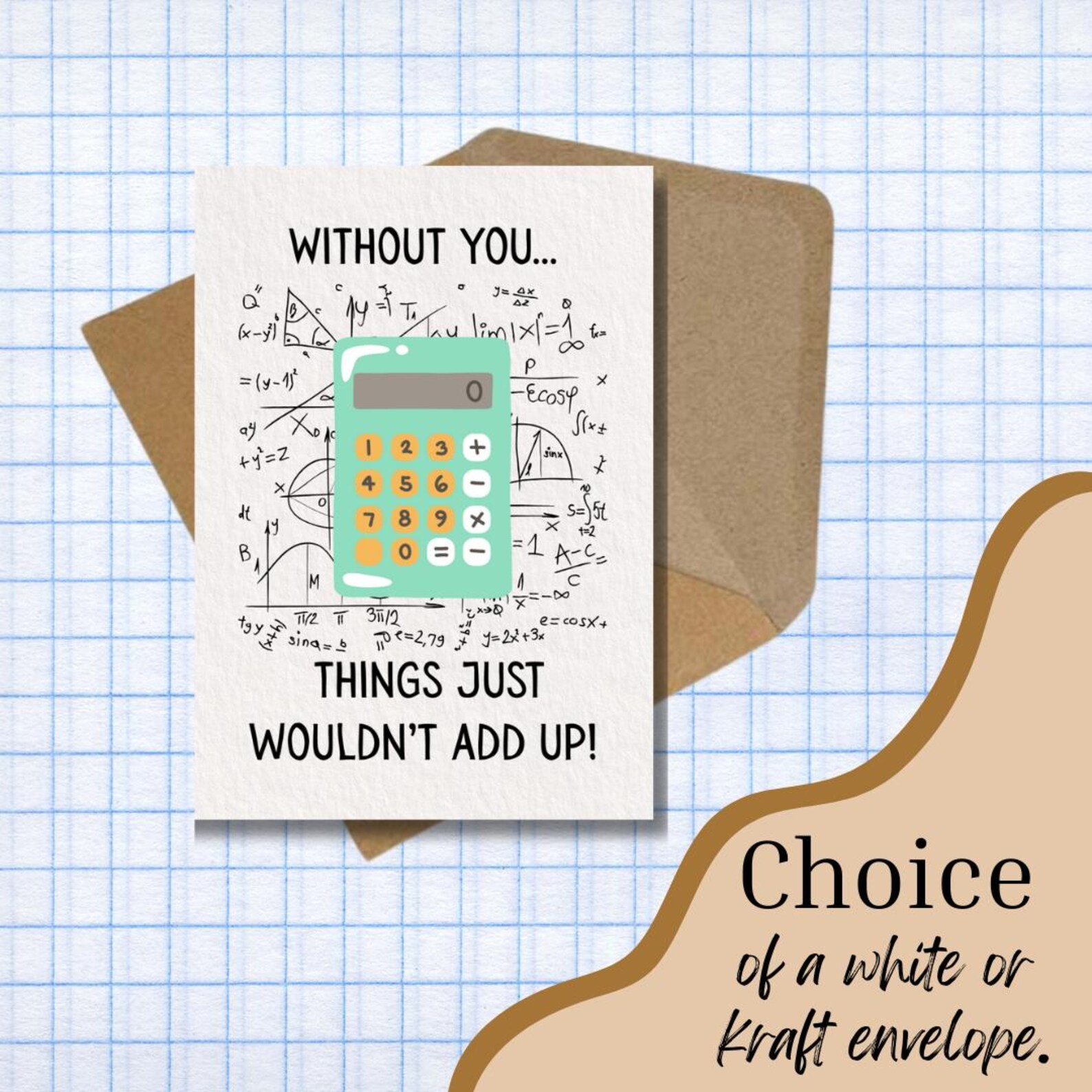 Maths Pun Thank You Card | Funny Greeting Card for STEM & Math Lovers ...