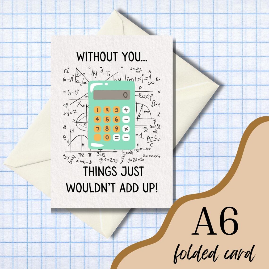 Maths Pun Thank You Card | Funny Greeting Card for STEM & Math Lovers ...
