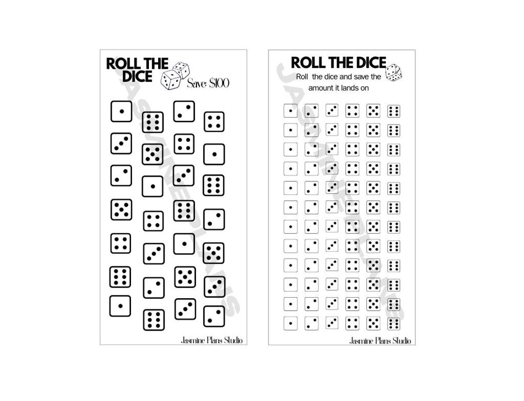 Roll the Dice Savings Challenge – Set of 2 Printable Trackers | Fun ...