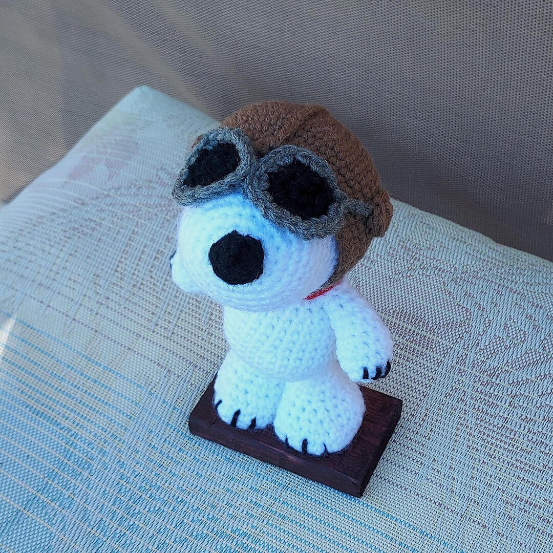 Snoopy Aviator 8 Inch Amigurumi Stuffed Animal Doll Toy Gift Mounted on ...