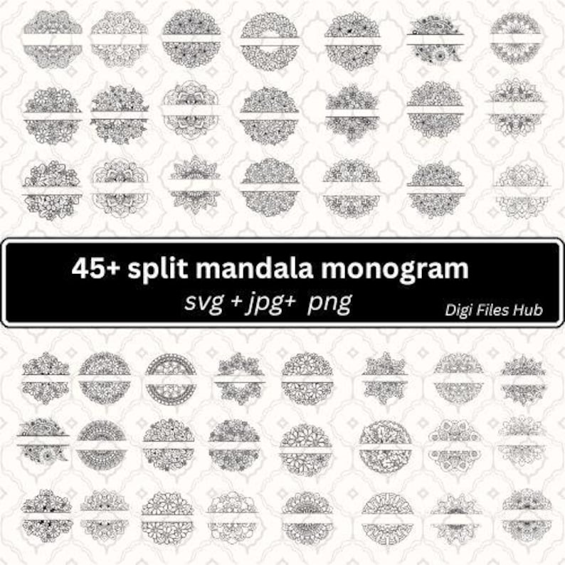 MANDALA SPLIT SVG, Split Mandala Clipart, Split Mandala Svg Cut Files for Cricut,mandala Svg ...