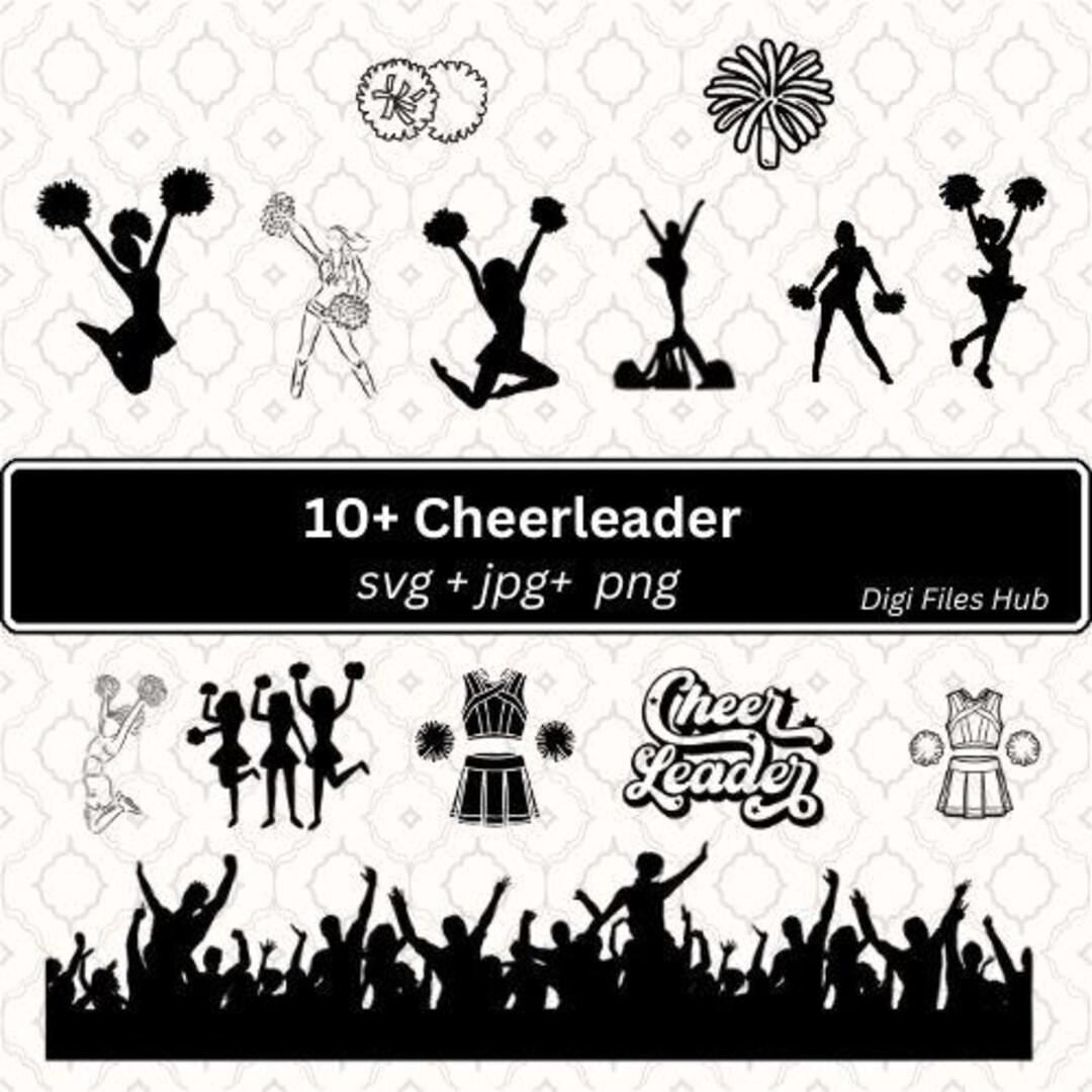 Cheerleader SVG Bundle, Cheerleader Silouette, Cheerleader Png, Cheer ...