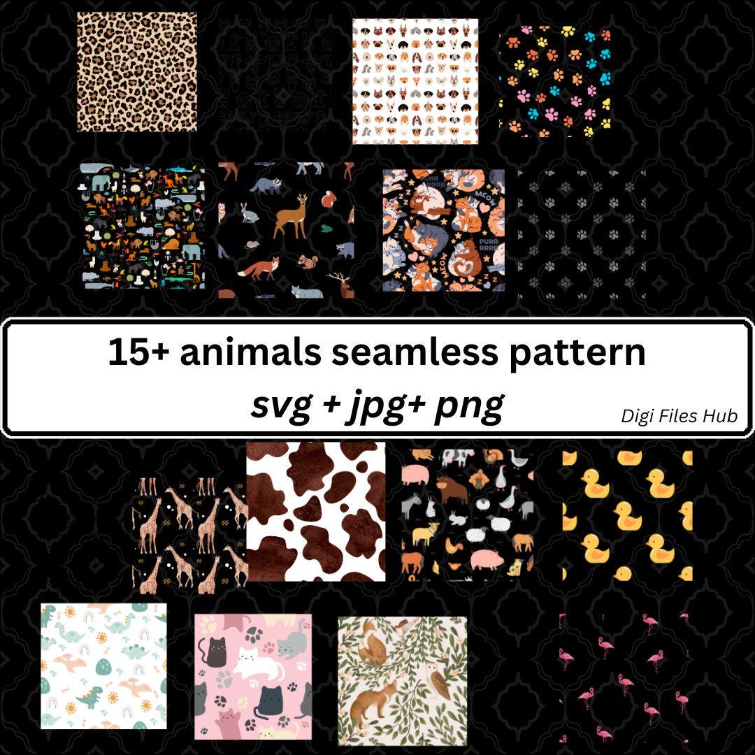 Safari Animal Print, Seemless Animal Pattern, Svg Clipart, Animals ...