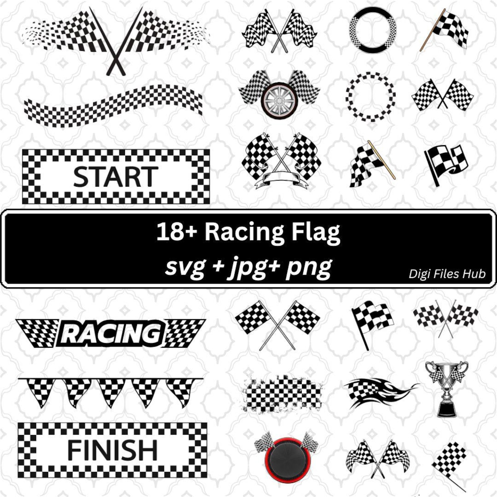 Race Flag Svg Png Bundle, Checkered Flag Svg, Racing Flag Svg, Race ...