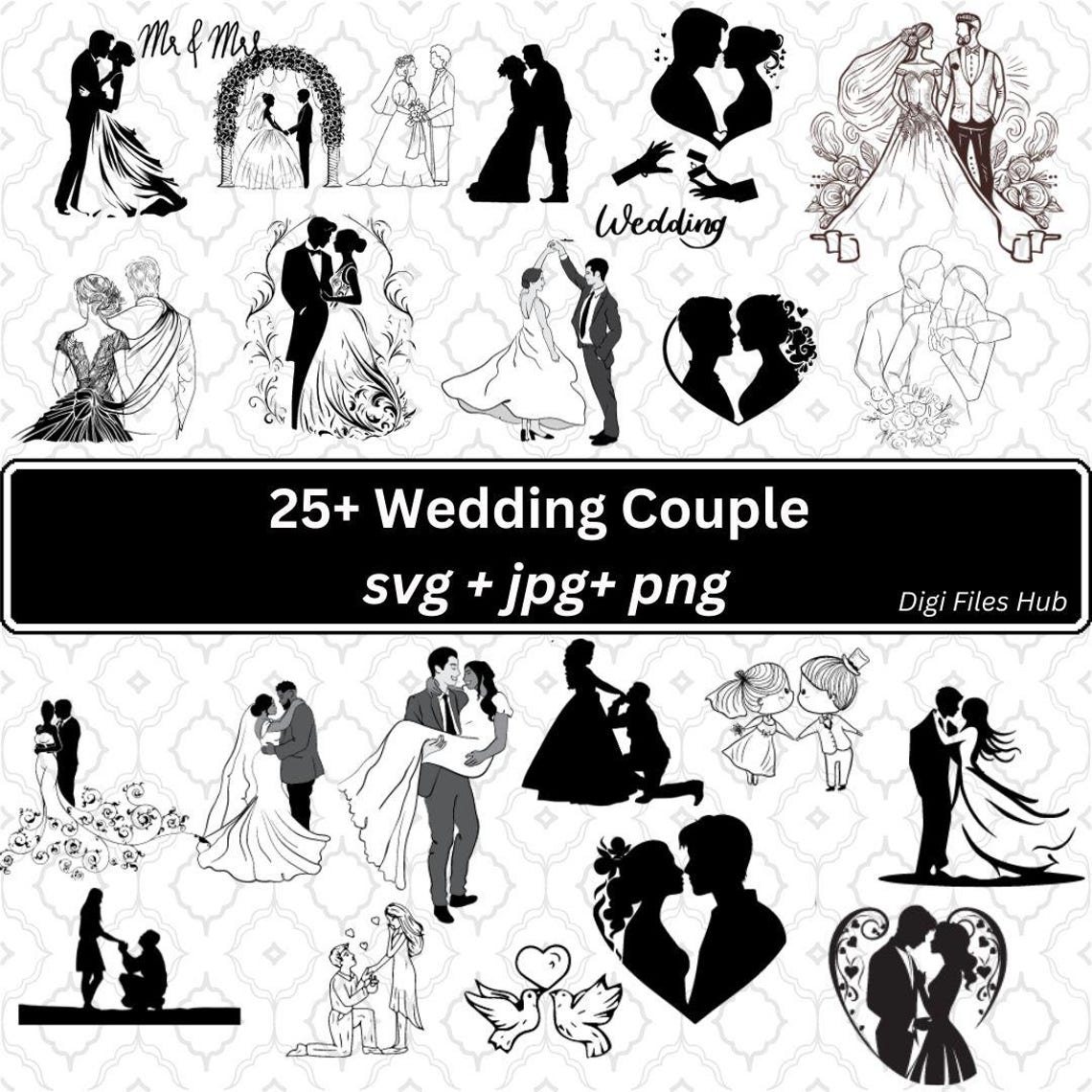 Wedding Couple SVG Bundle, Wedding Couple Dxf, Wedding Couple Png ...
