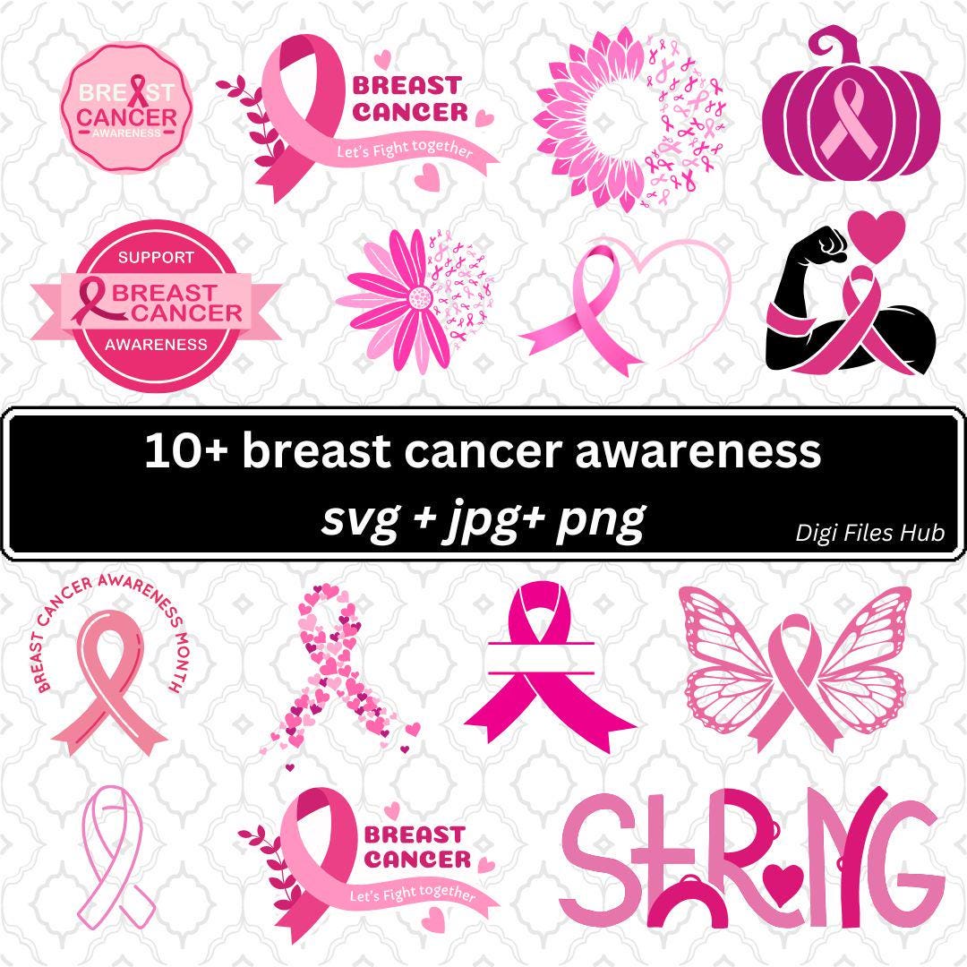 Cancer Awareness SVG Bundle , Breast Cancer SVG, Cut Files , Cricut ...