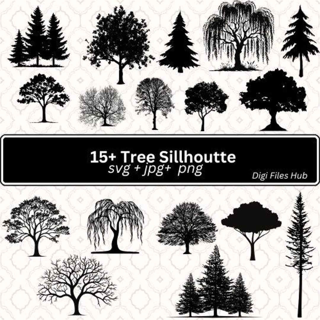 Tree Silhouette Svg, Tree Line Svg, Tree Svg, Treeline Svg, Pine Tree ...