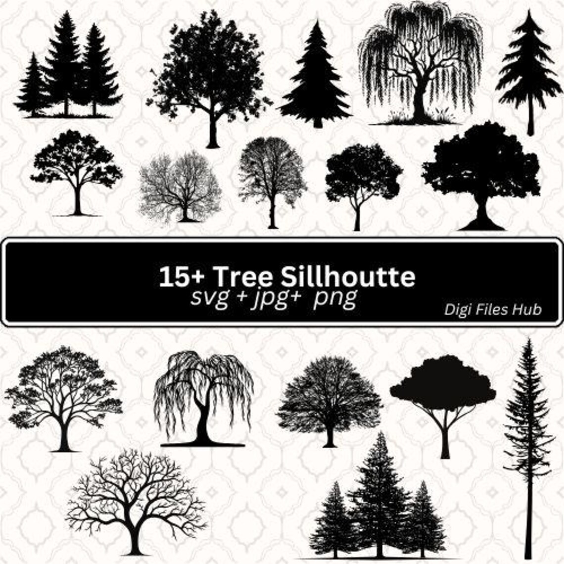 Tree Silhouette Svg, Tree Line Svg, Tree Svg, Treeline Svg, Pine Tree ...