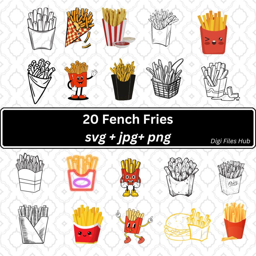 FRENCH FRIES SVG Bundle, Crisps Svg, Food Svg Bundle, Food Svg, Instant ...