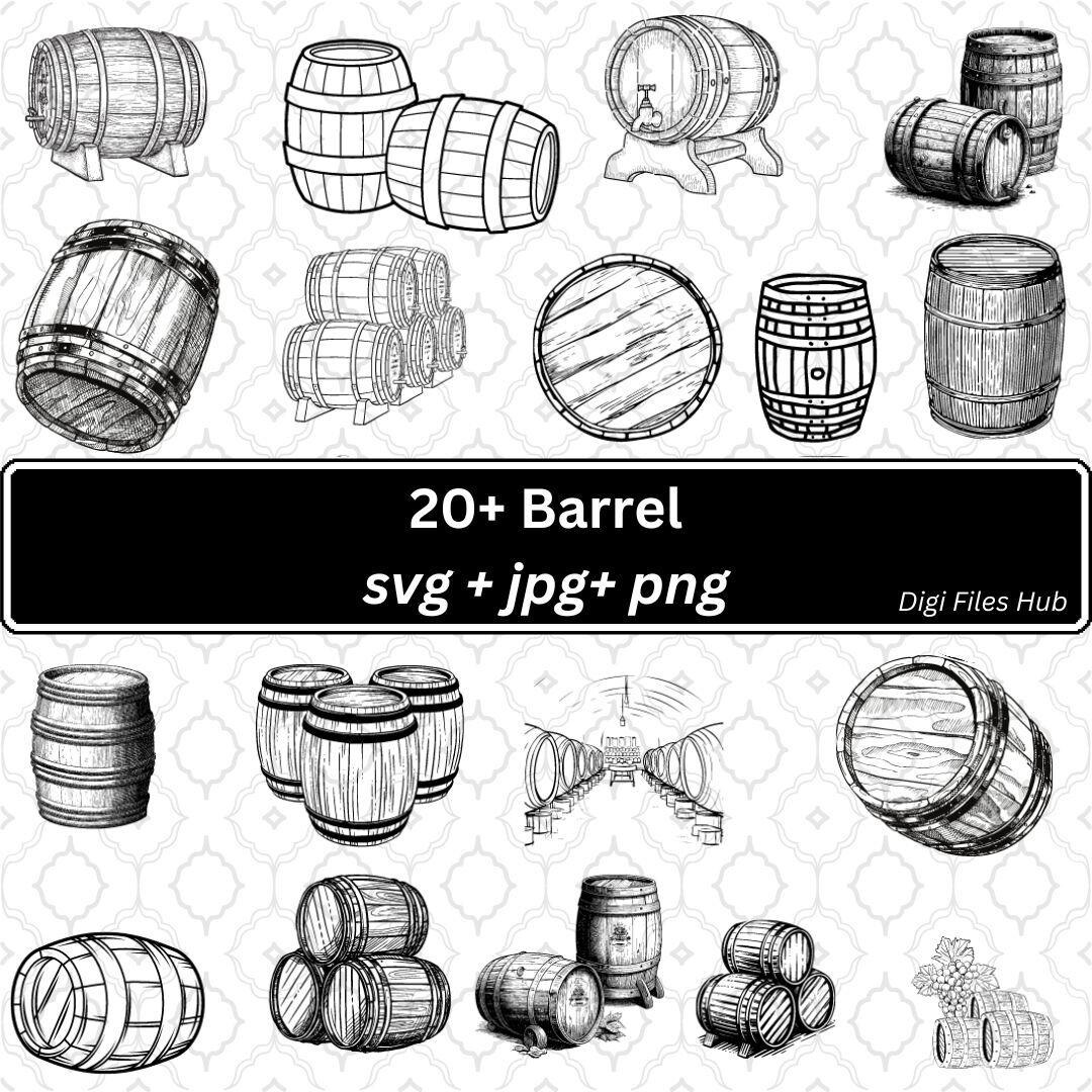 Barrel SVG Bundle, Barrel Clipart, Wooden Barrel Svg, Barrel Silhouette ...