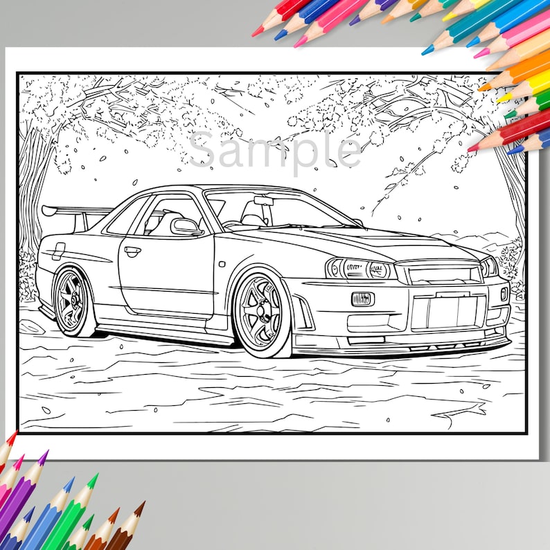 Classic JDM Cars Coloring Book Vol. 2 | 50 Japanese Cars Coloring Pages ...