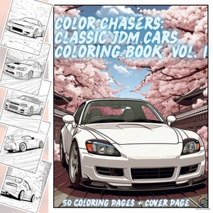 Classic JDM Cars Coloring Book Vol. 1 | 50 Japanese Cars Coloring Pages ...