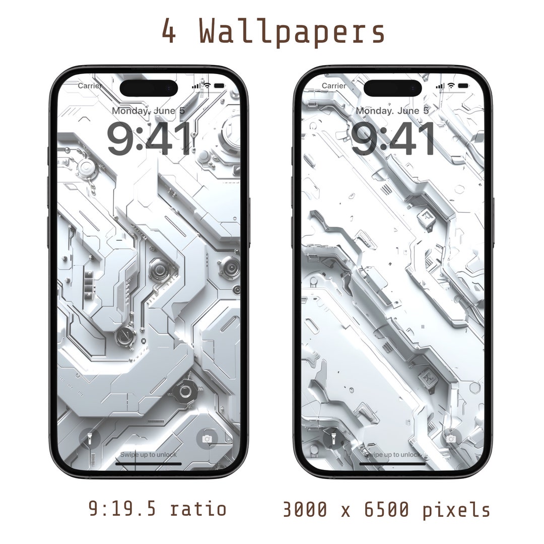 IPhone Wallpaper Aesthetic. White Mech Style Titanium 3d Geometry Art ...