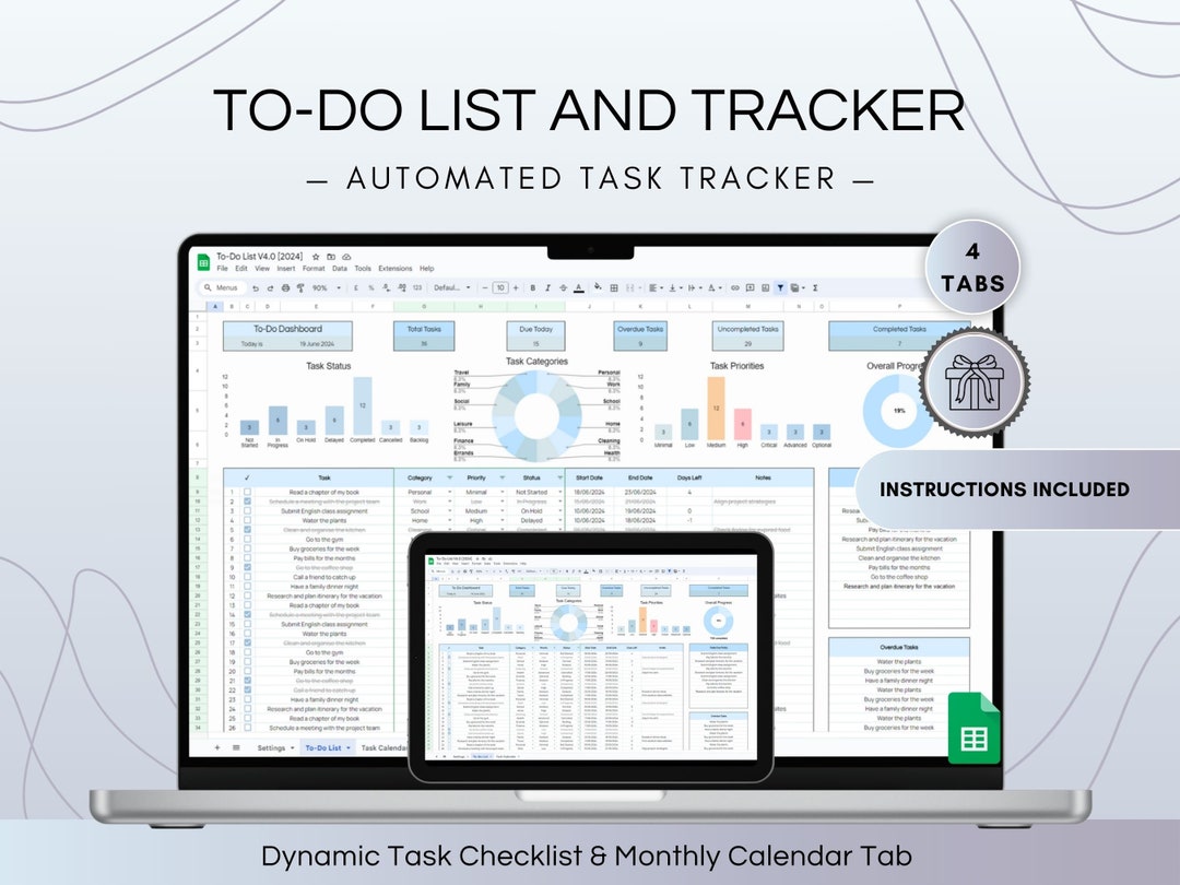 Task Management Spreadsheet Template, Project Tracking Software, to Do ...
