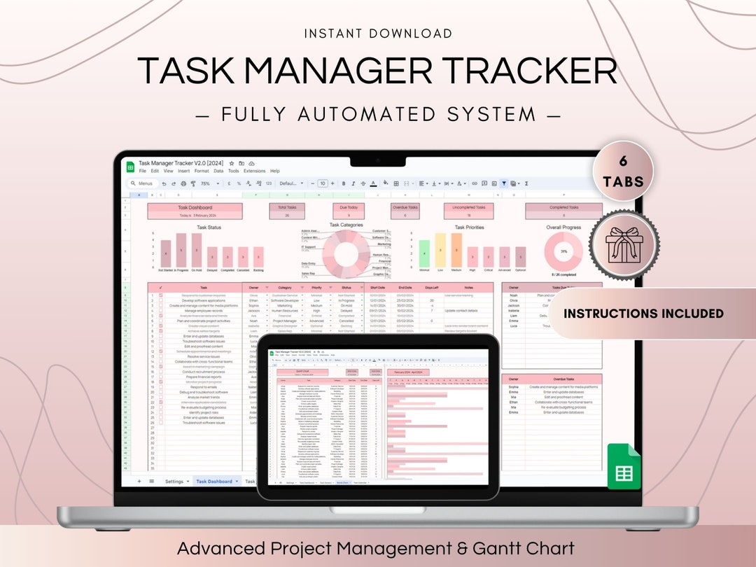 Team Planner Spreadsheet Template, Gantt Chart and Task Manager ...