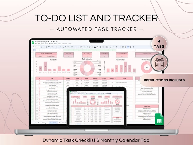 Task Tracker Spreadsheet Template, Household Planner Google Sheets ...